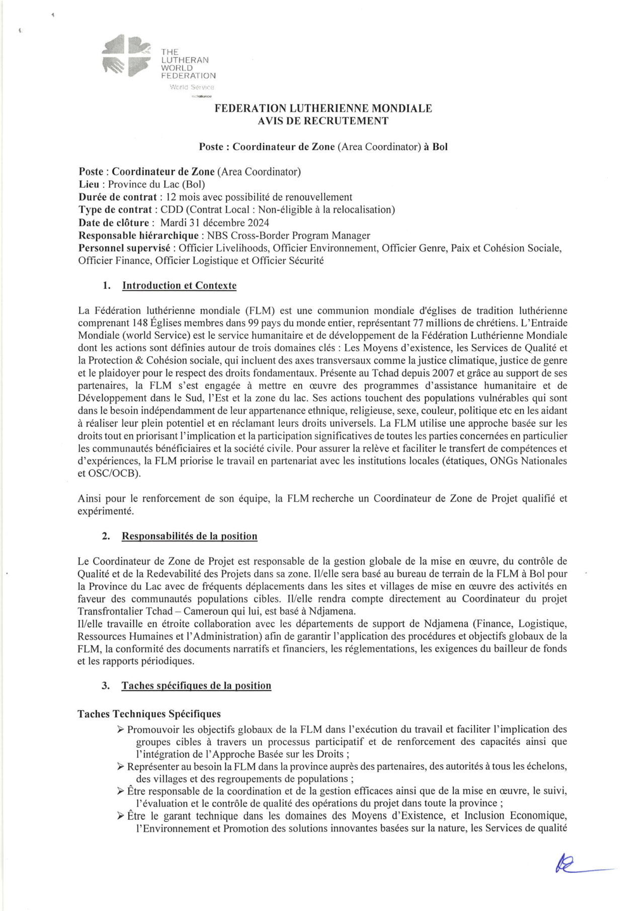 La Fédération Luthérienne Mondiale recrute pour le poste de ...
