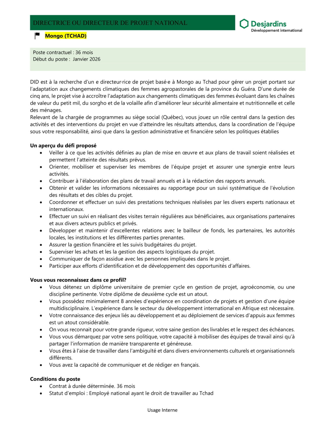 Développement International Desjardins (DID) recrute un directeur (H/F ...