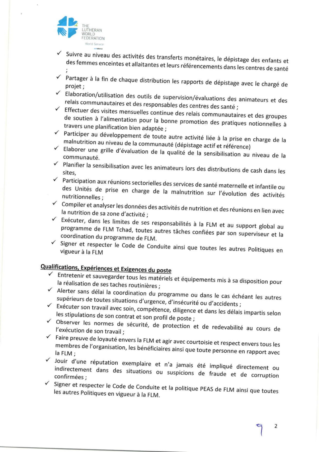 La Fédération Luthérienne Mondiale (FLM) recrute un Nutrition Officer ...