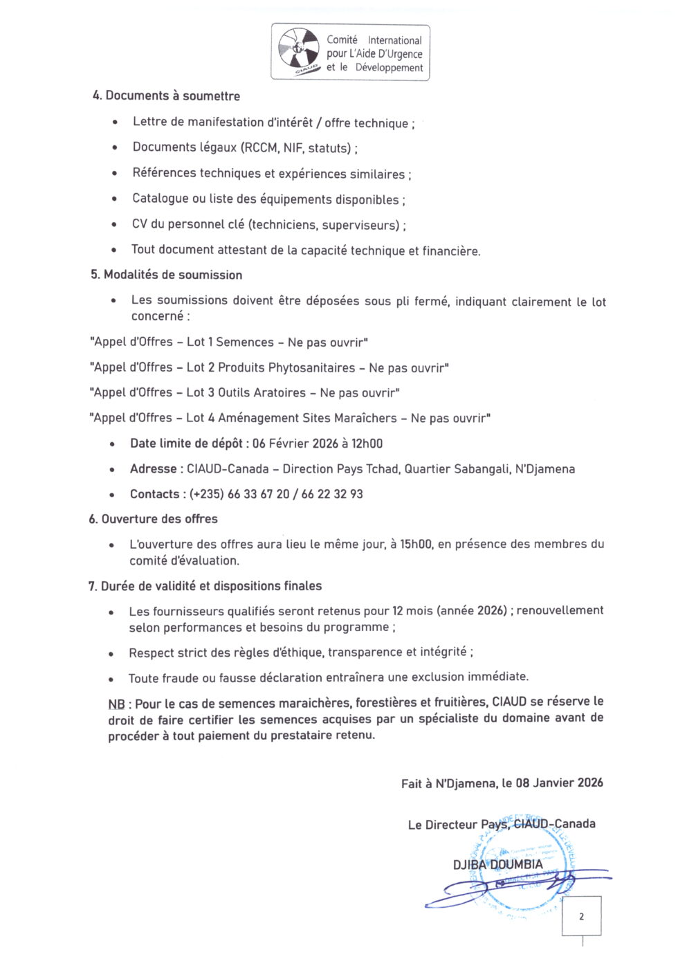 Le Comité International pour l’Aide d’Urgence et le Développement ...